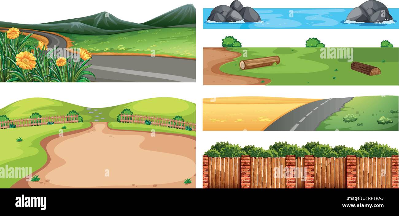 Set of different outdoor scene illustration Stock Vector Image & Art ...