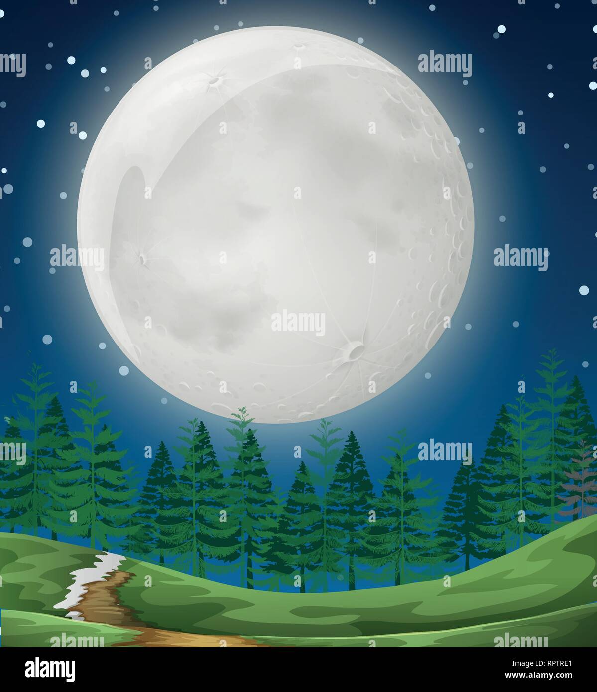 A simple forest night scene illustration Stock Vector Image & Art - Alamy