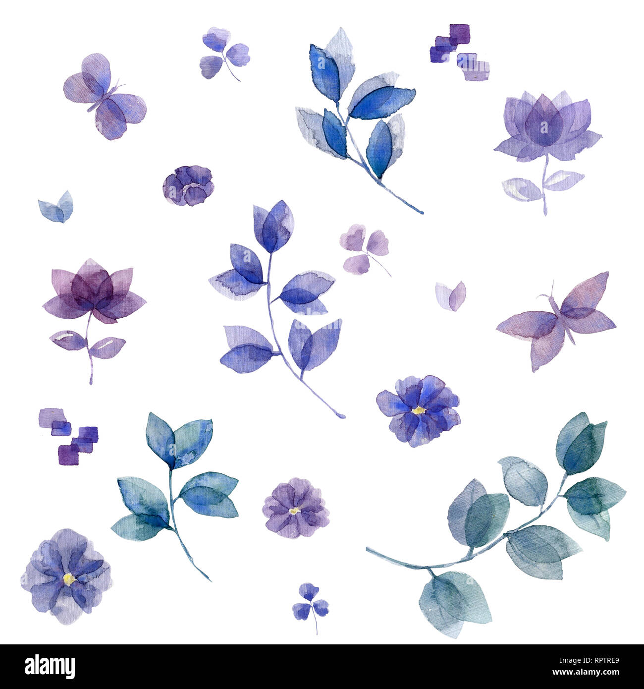 Hand-Painted Blue Flower Gift Tag Paper & Party Supplies Stickers ...