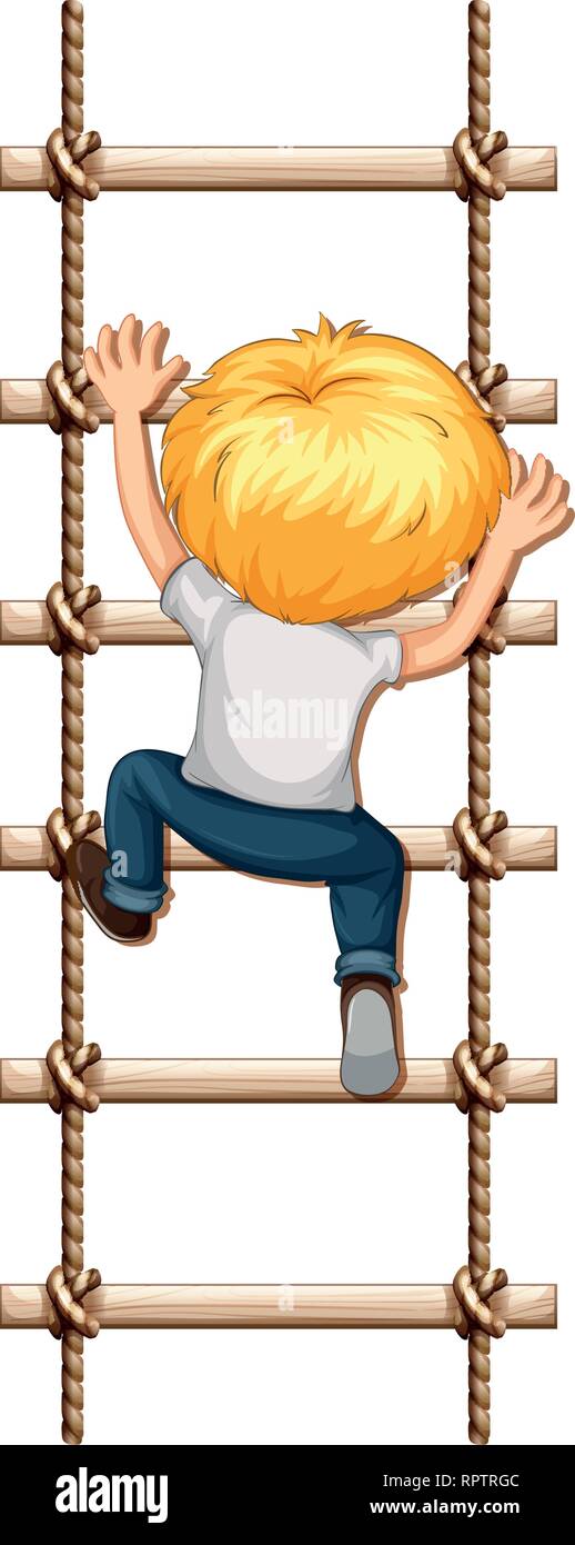 A boy climbing rope illustration Stock Vector Image & Art - Alamy