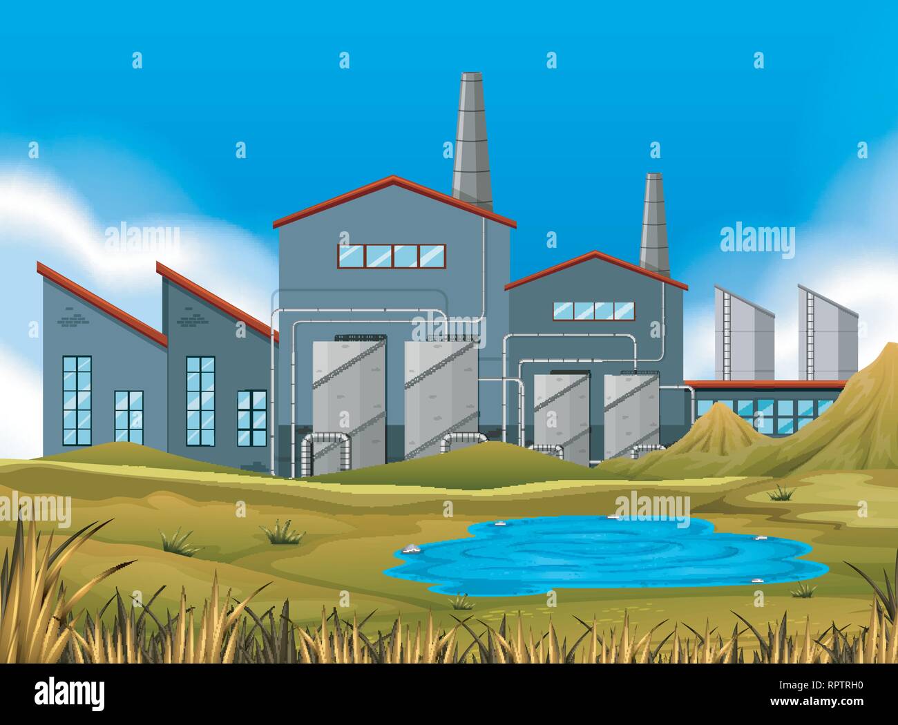 A factory in nature scene illustration Stock Vector Image & Art - Alamy