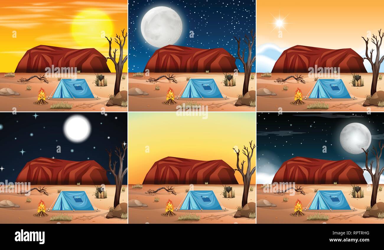 Set of desert scenes illustration Stock Vector Image & Art - Alamy