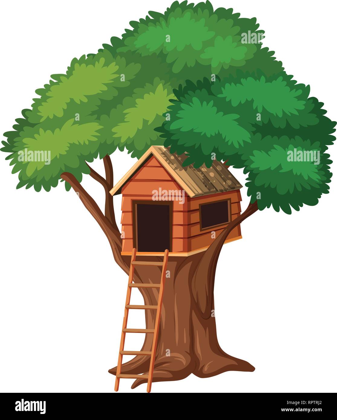 Isolated tree house on white background illustration Stock Vector Image ...