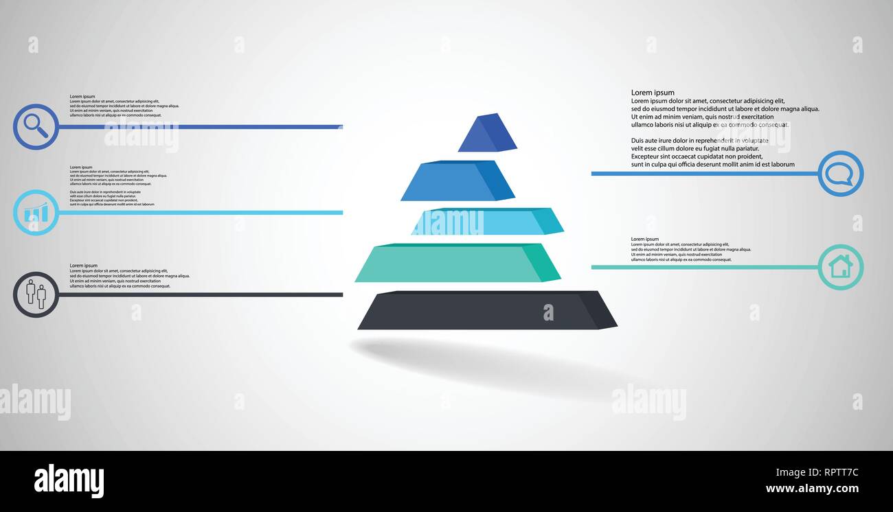 3D illustration infographic template. The embossed triangle is divided ...