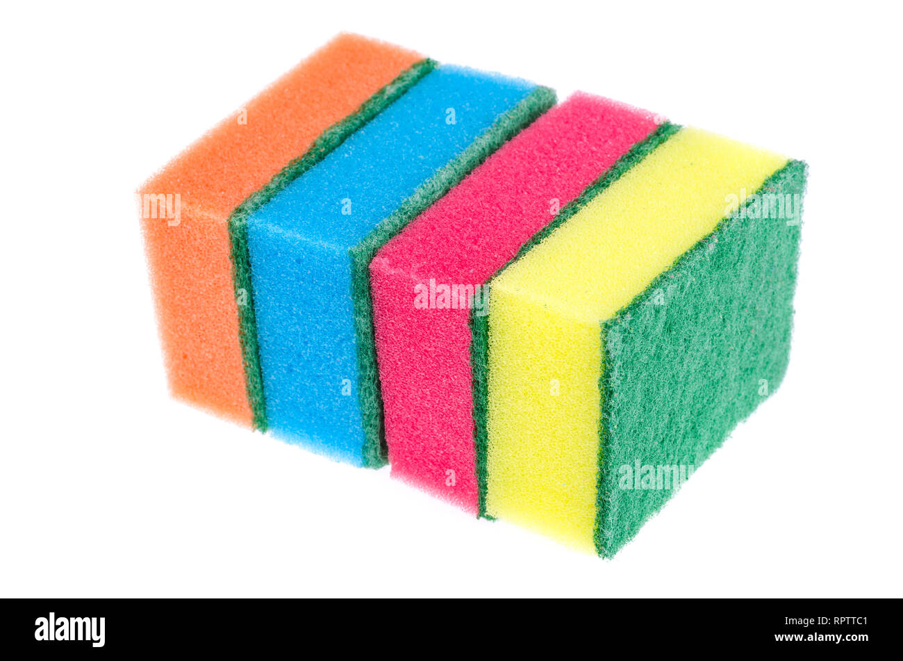 Multi-colored sponges for washing dishes. Studio Photo Stock Photo - Alamy