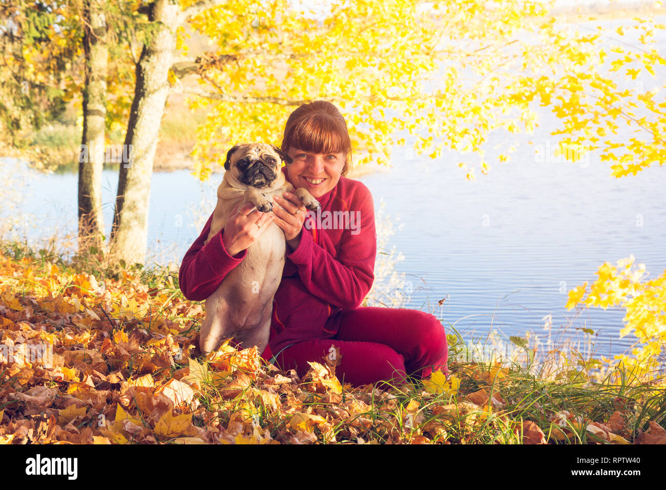 Woman relaxing with pet hi-res stock photography and images - Alamy