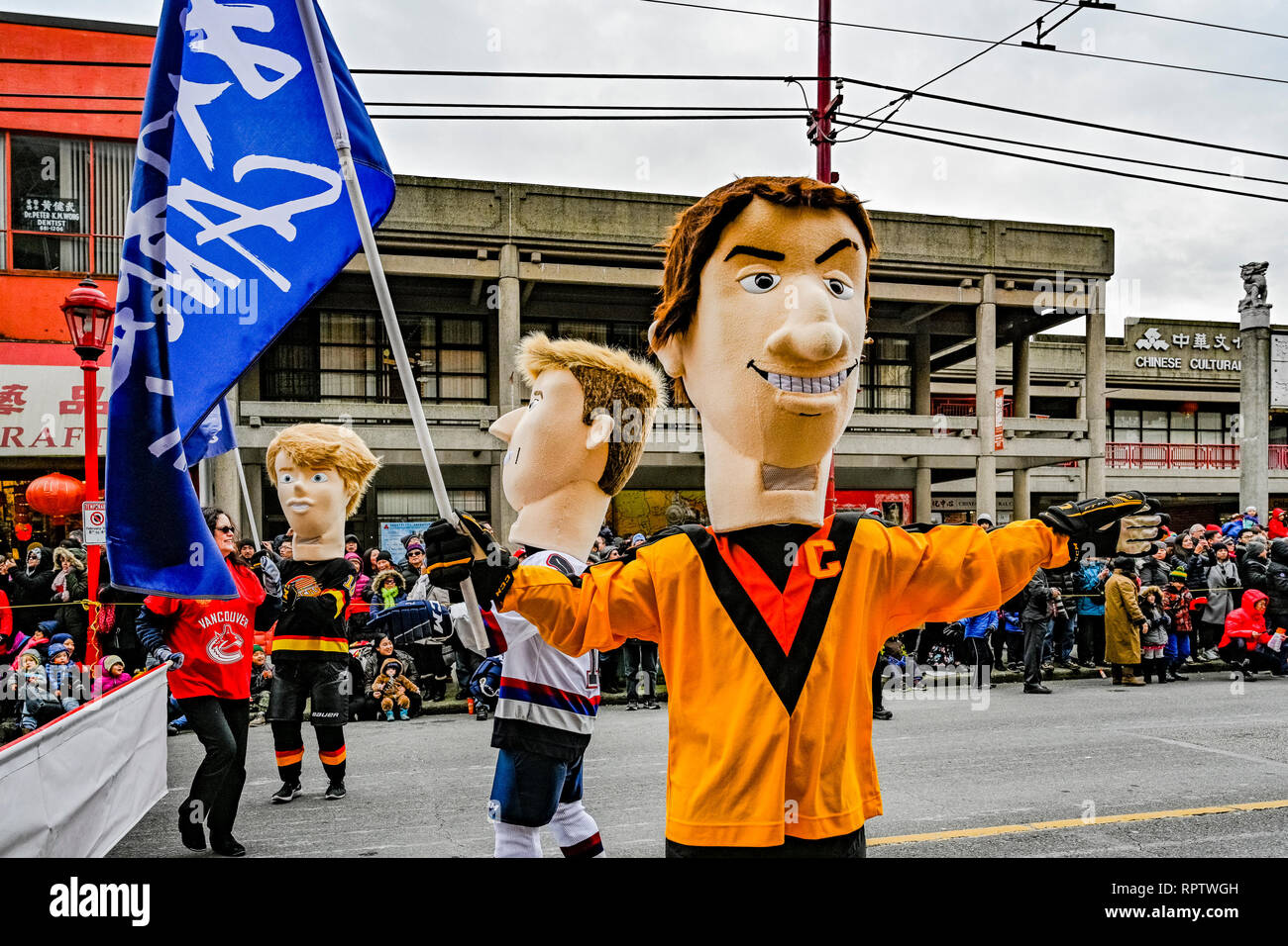 Canucks mascots Parade, Chinatown, Vancouver, British Columbia, Canada ...