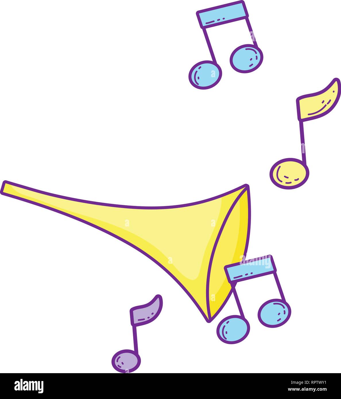 cute trumpet with music notes Stock Vector Image & Art - Alamy