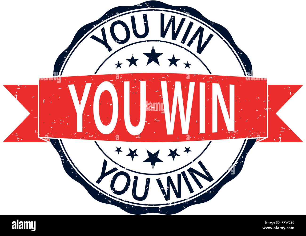 you win round red grungy rubber stamp isolated on white Stock Vector ...