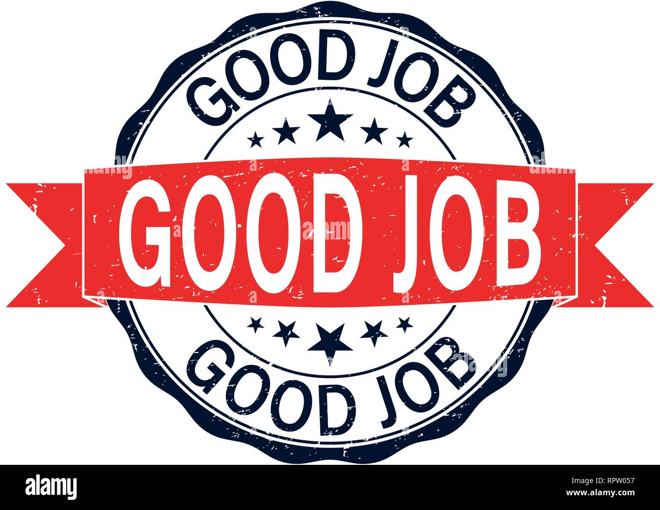 good job round red grungy rubber stamp isolated on white Stock Vector ...