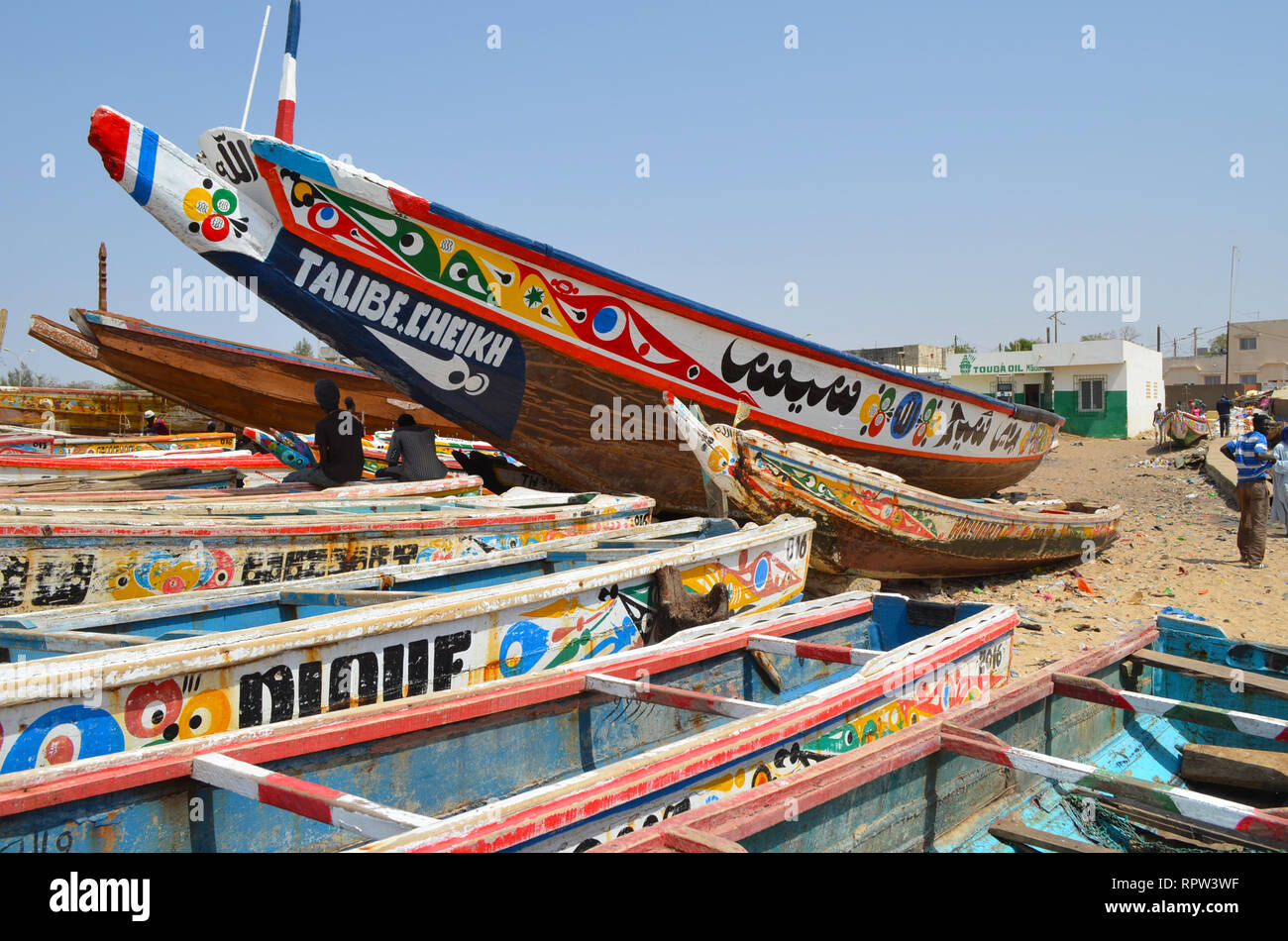 Artisanal pirogues at the beach of Mbour, Petite Cote, Senegal Stock ...