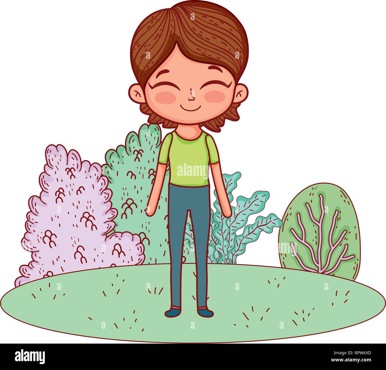 cute little boy in the landscape Stock Vector Image & Art - Alamy
