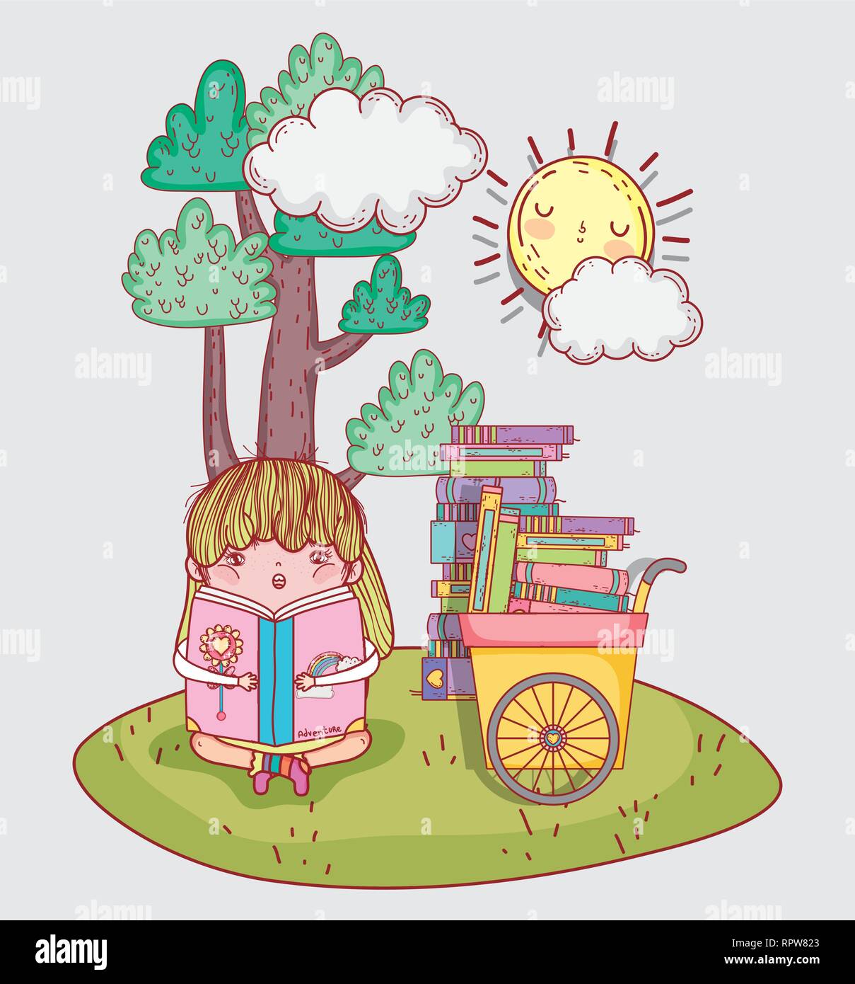Book cart library Stock Vector Images - Alamy