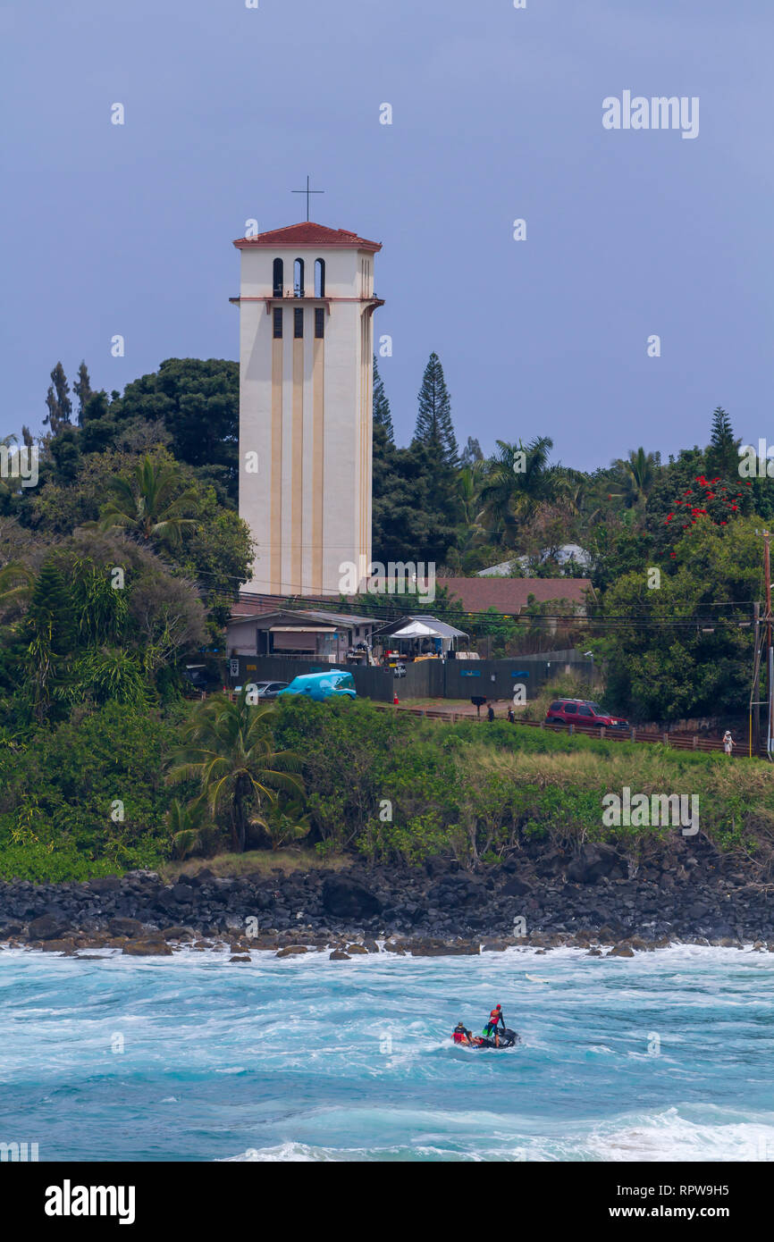 Waimea Bay and Tower Stock Photo - Alamy