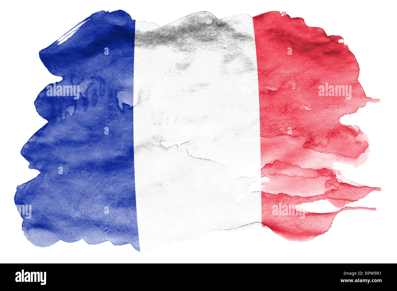 France flag is depicted in liquid watercolor style isolated on white ...