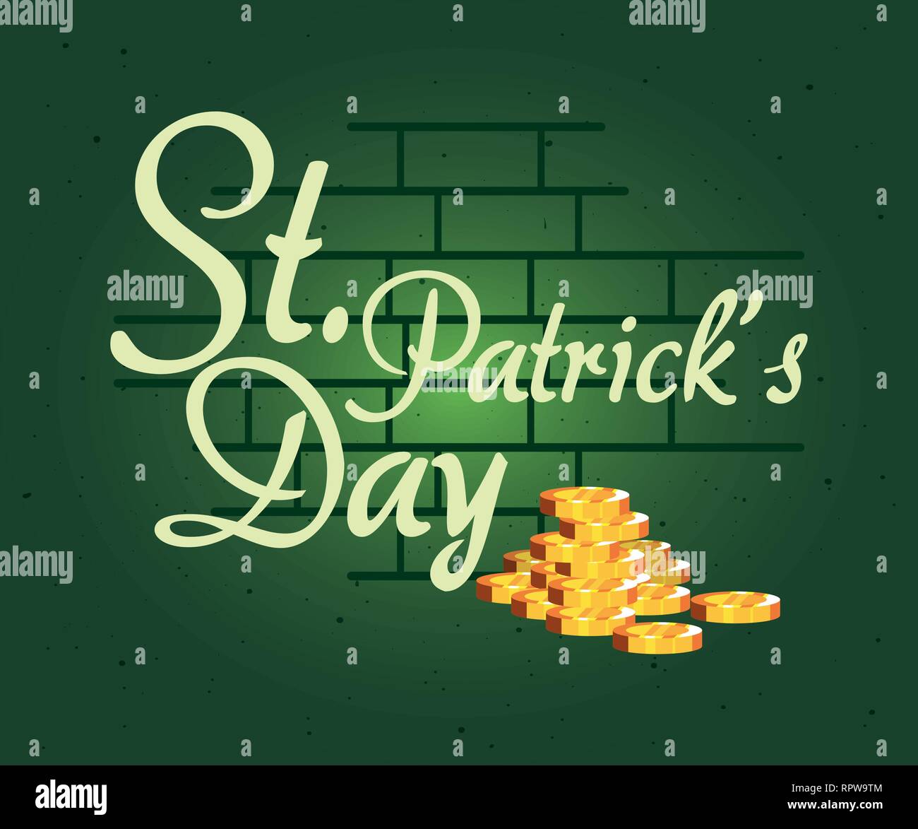 happy st patricks day gold coins bricks background vector illustration ...