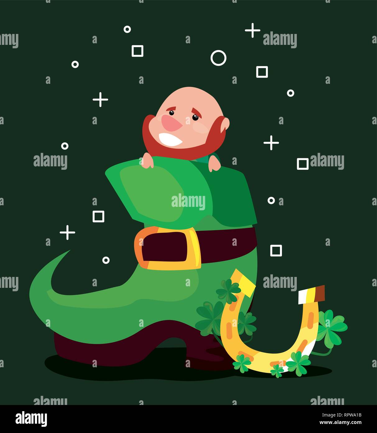 happy st patricks day leprechaun boot and horseshoe vector illustration ...