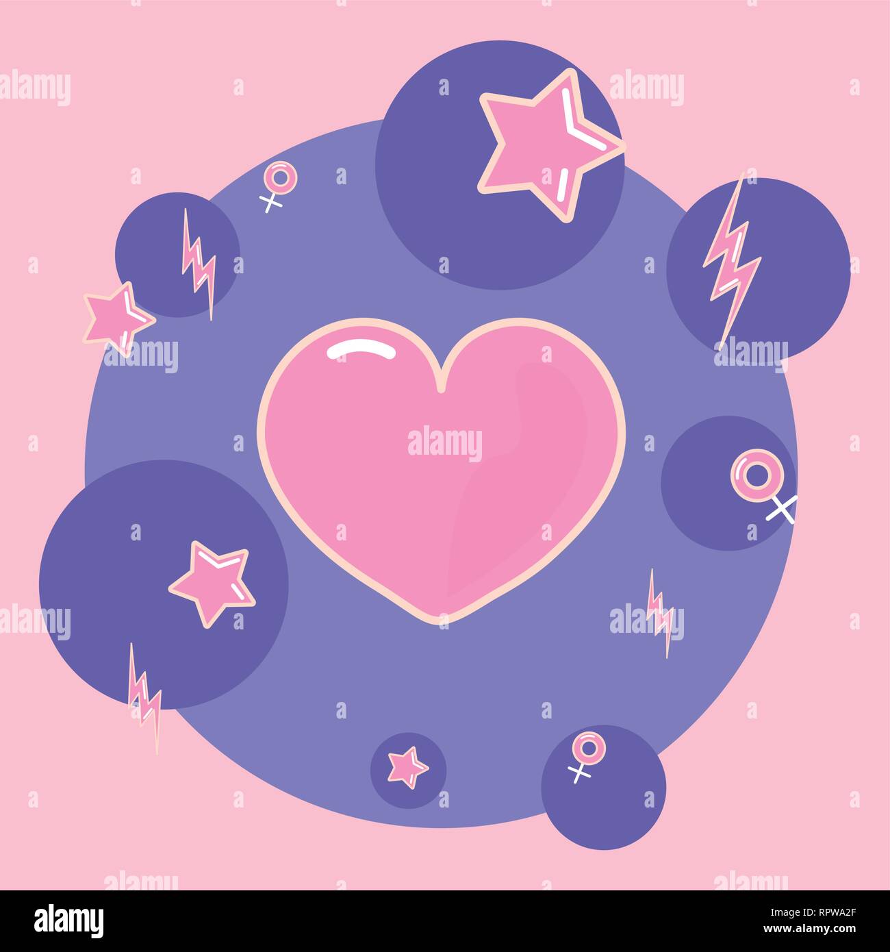 Heart Gender Stars Background Girls Power Vector Illustration Stock
