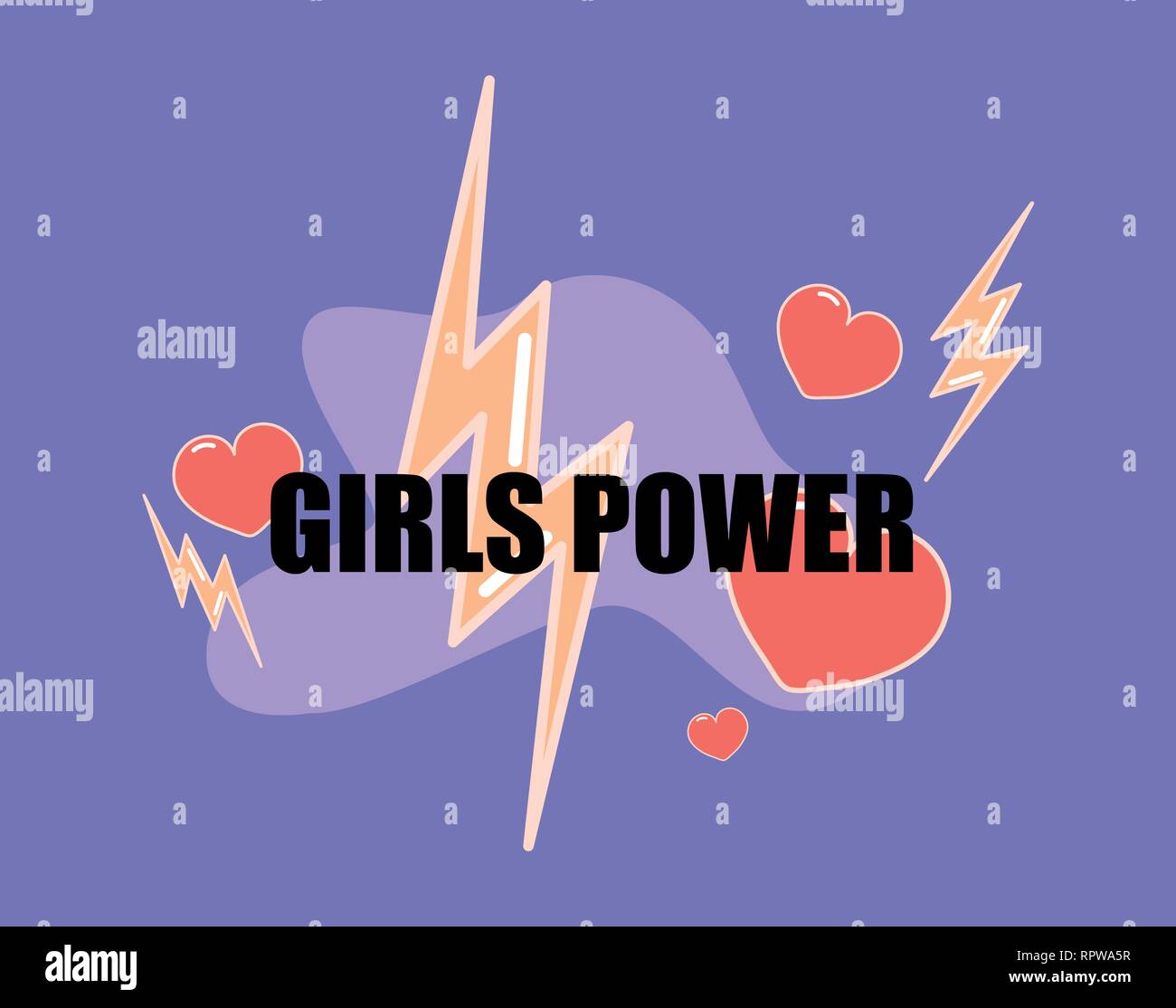 girls power card love hearts lettering vector illustration Stock Vector ...