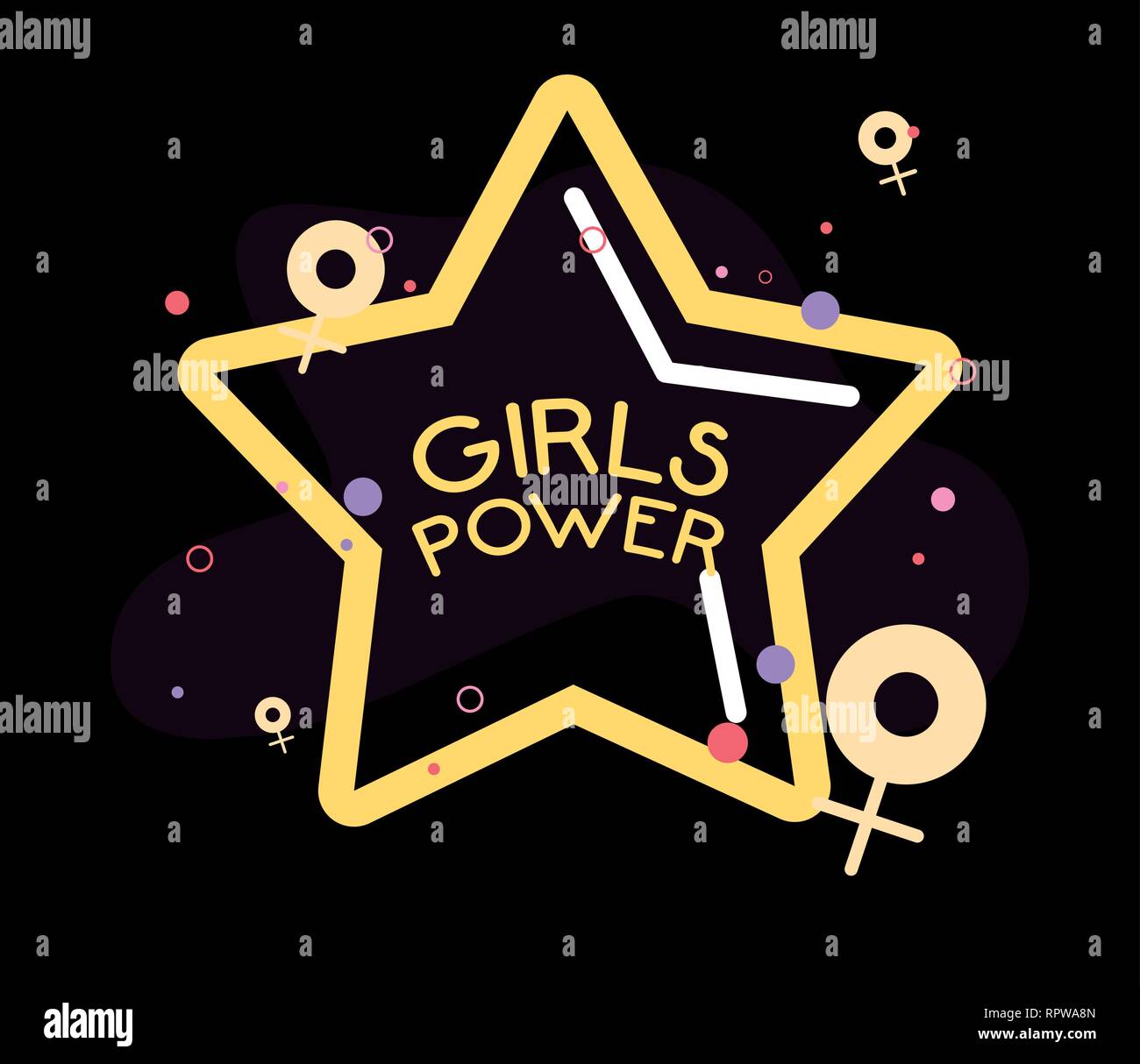 girls power star gender black background vector illustration Stock ...