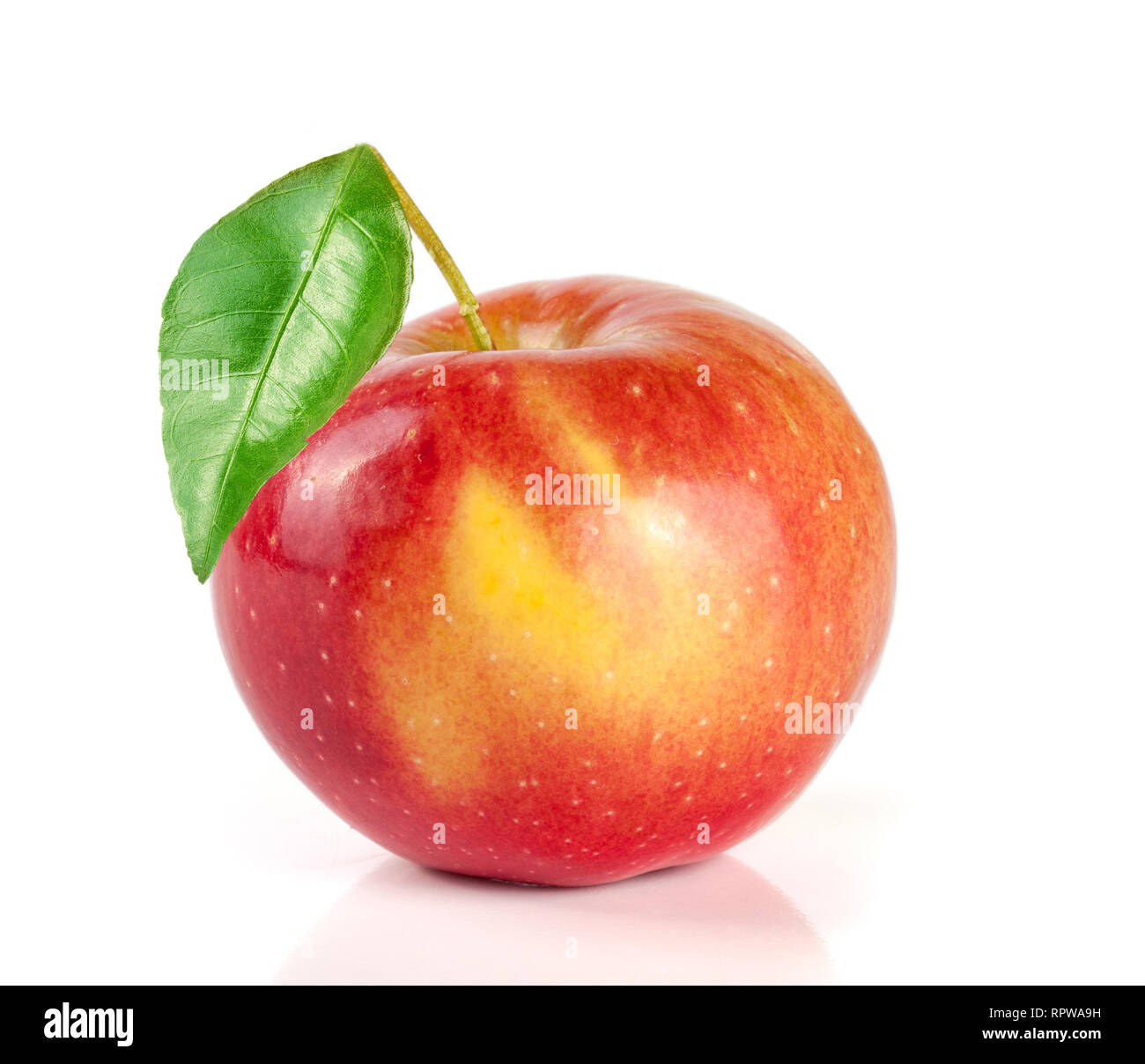 fresh red apple with leaf isolated on white background Stock Photo - Alamy