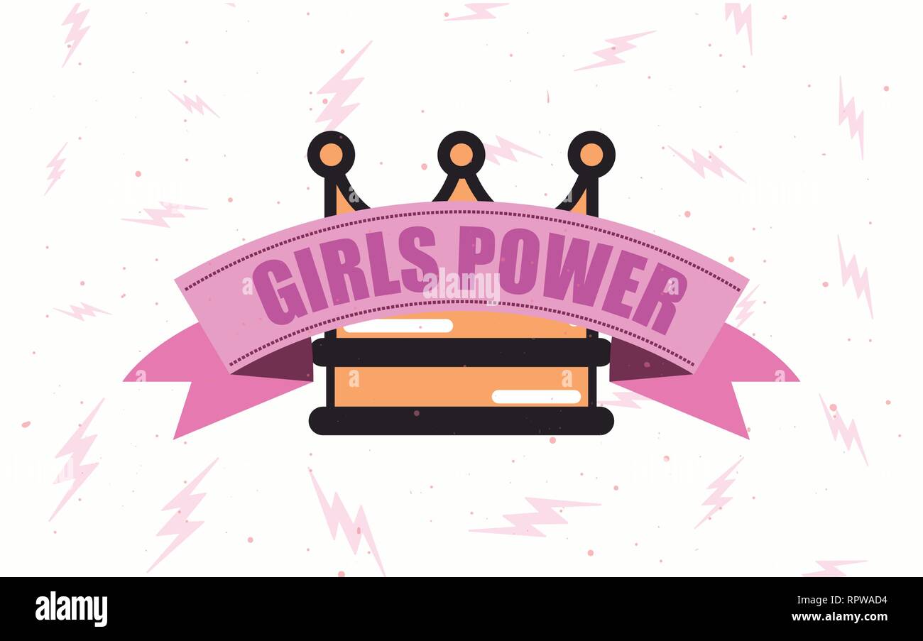crown ribbon decoration girls power vector illustration Stock Vector ...