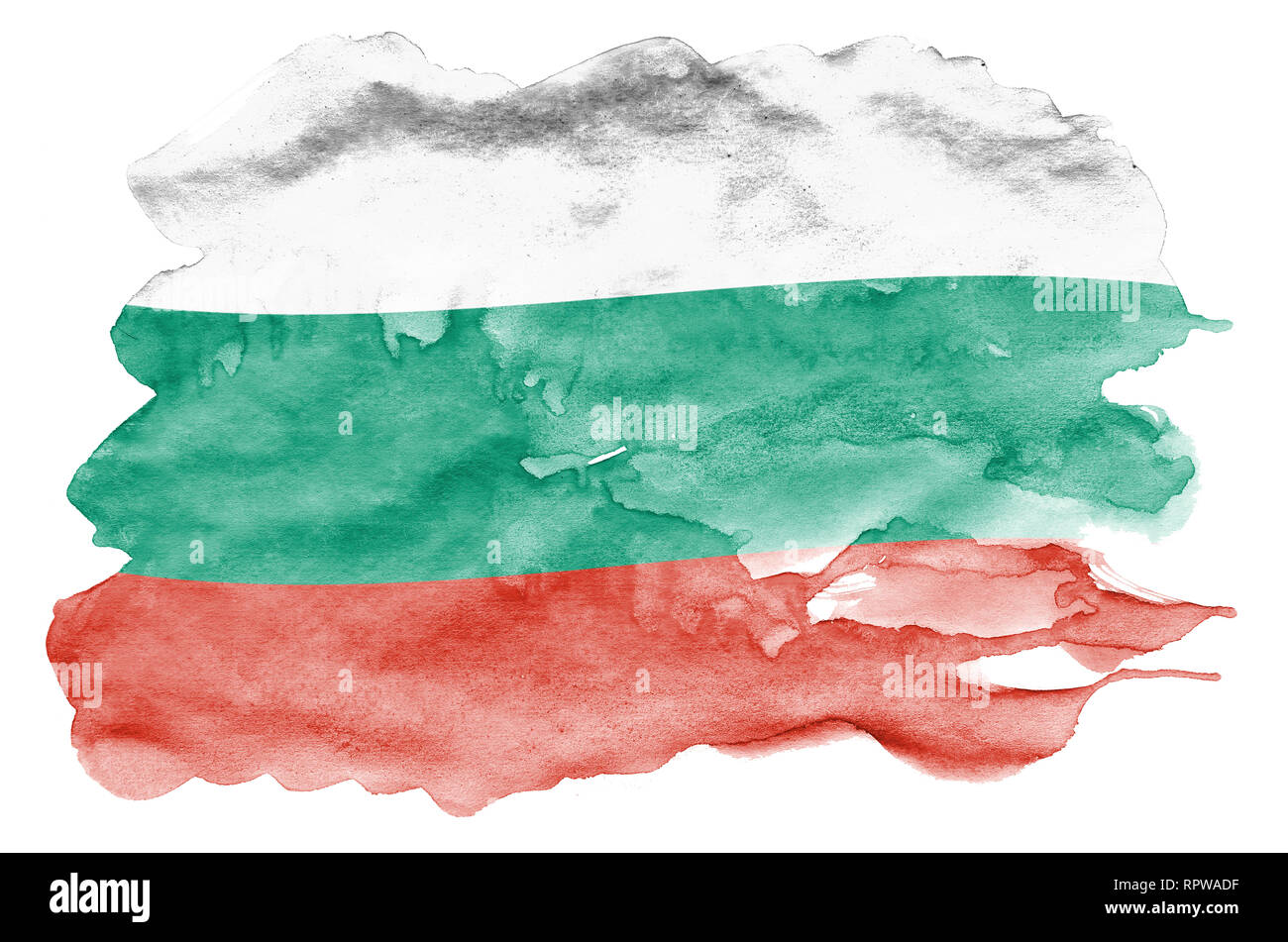 Bulgaria flag is depicted in liquid watercolor style isolated on white ...