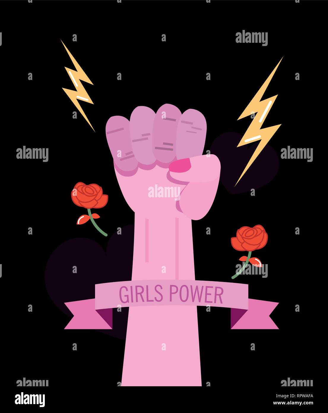 raised hand freedom girls power vector illustration Stock Vector Image ...