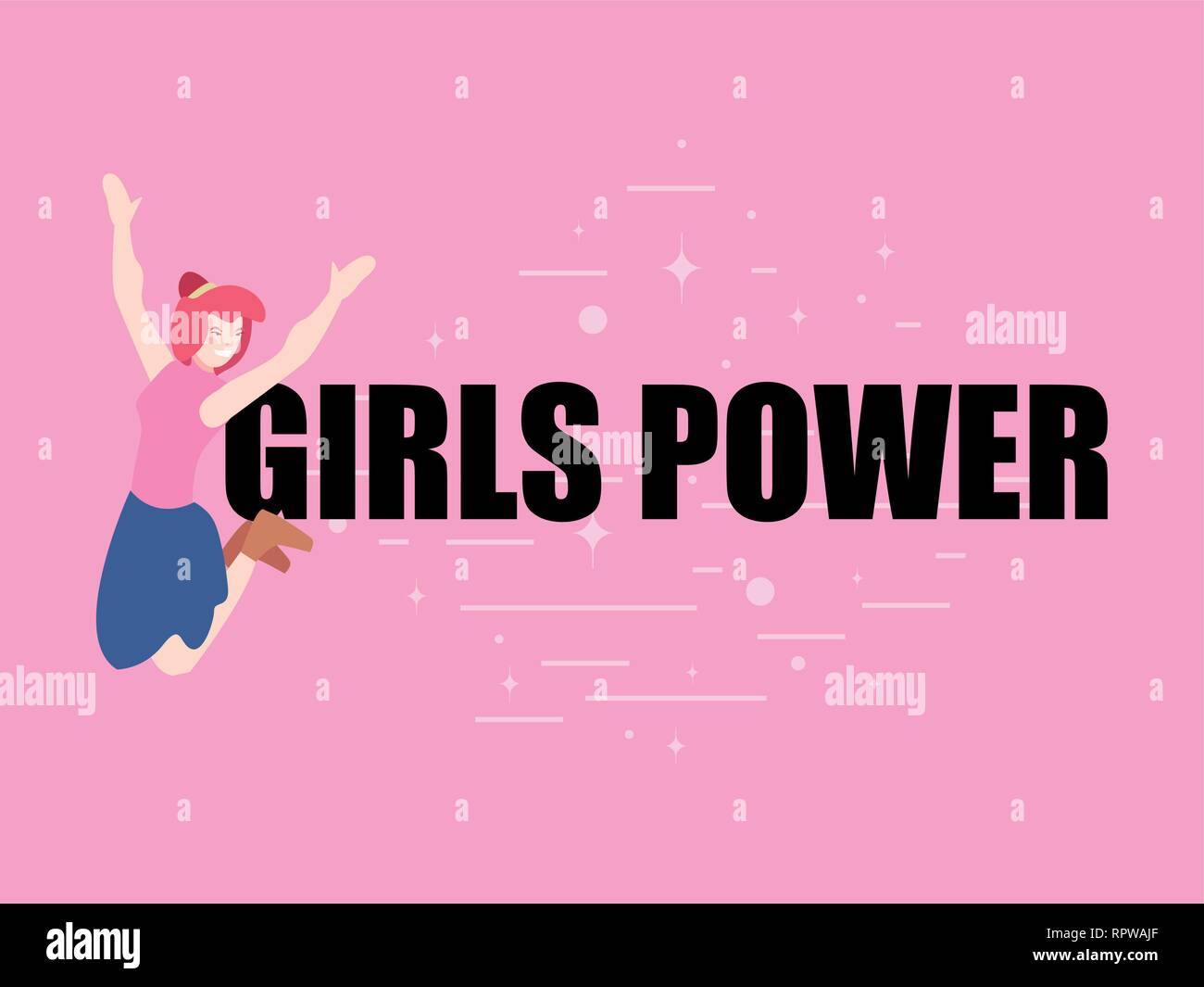 jumping woman poster girls power vector illustration Stock Vector Image ...