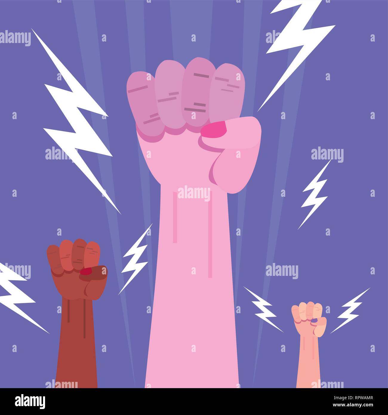 raised hands freedom girls power vector illustration Stock Vector Image ...