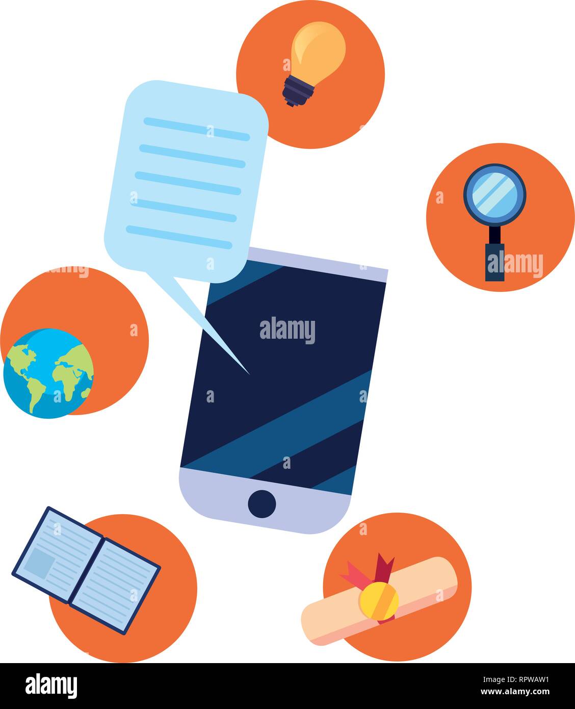 mobile speech bubble online education school vector illustration Stock ...