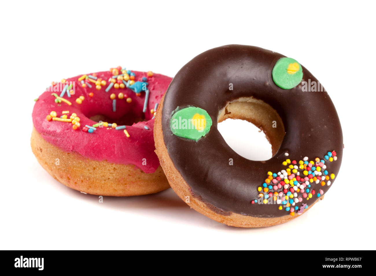 two glazed donut isolated on white background Stock Photo - Alamy