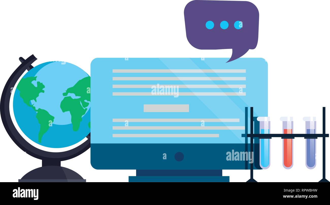 computer world science online education school vector illustration ...