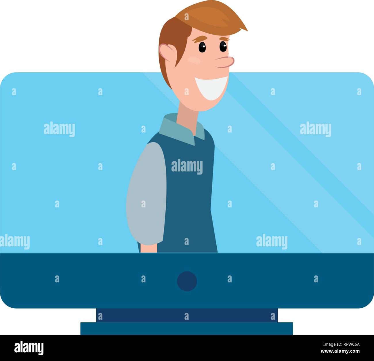 teacher on computer online education school vector illustration Stock ...