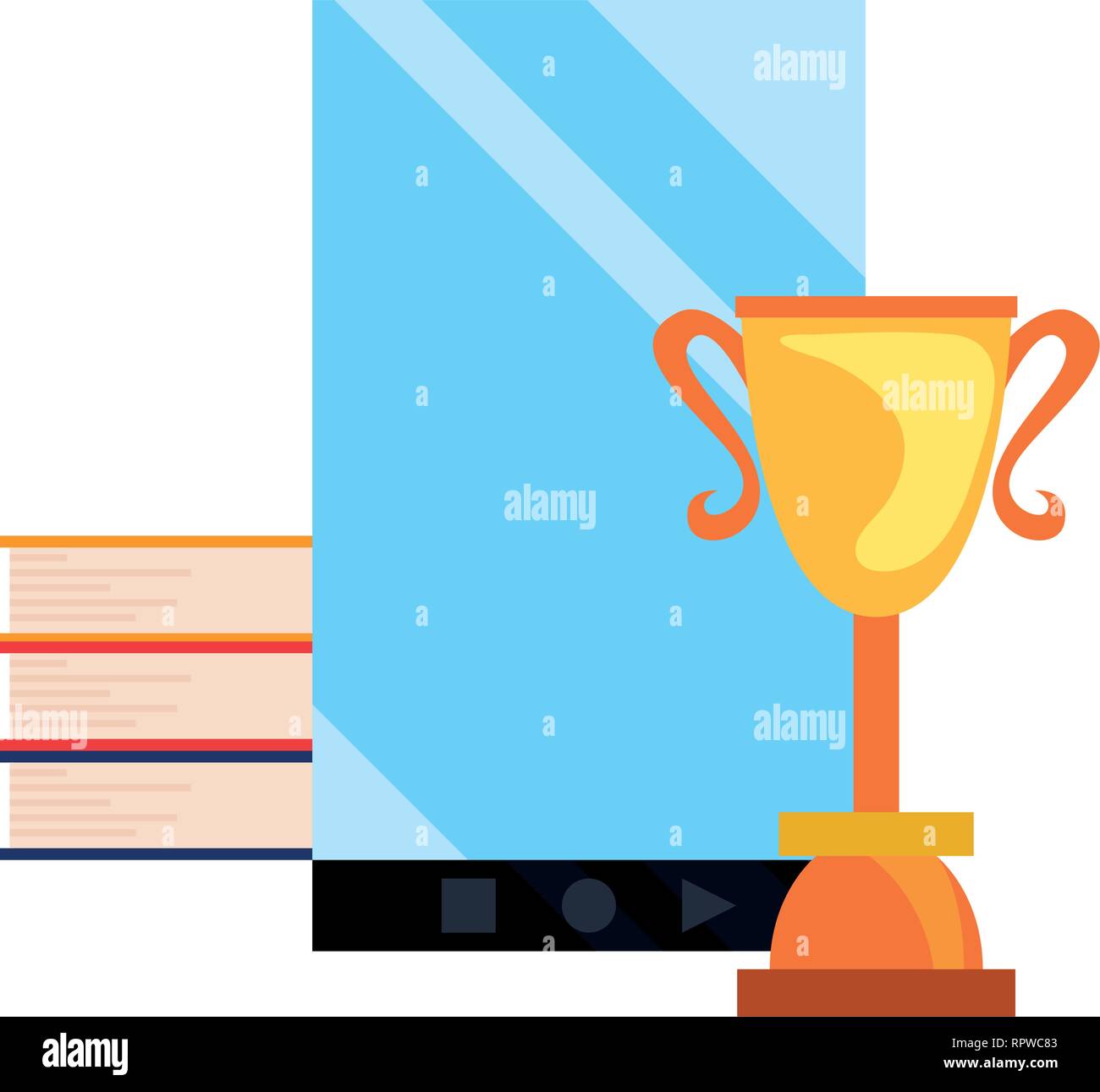 mobile trophy books online education school vector illustration Stock ...