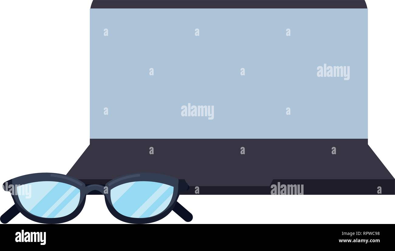 laptop eyeglasses online education school vector illustration Stock ...