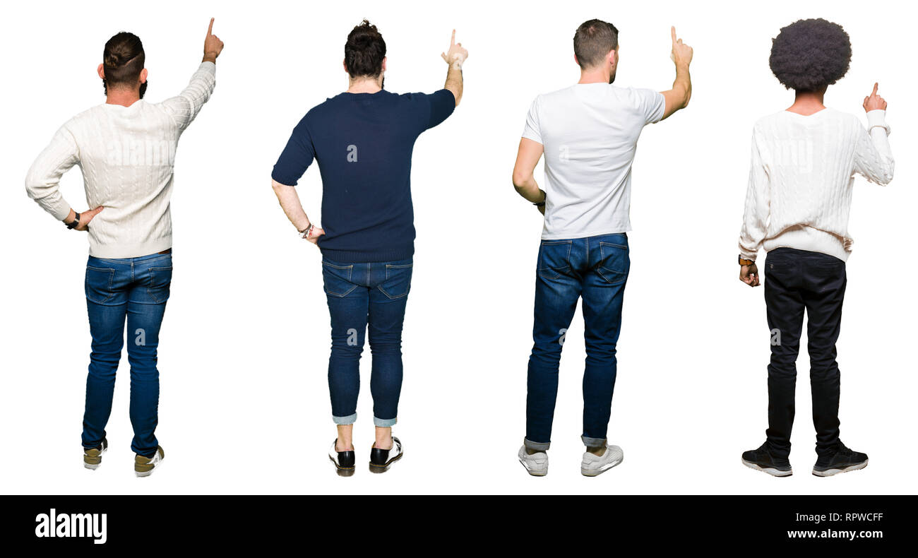 Collage of group of young men over white isolated background Posing ...