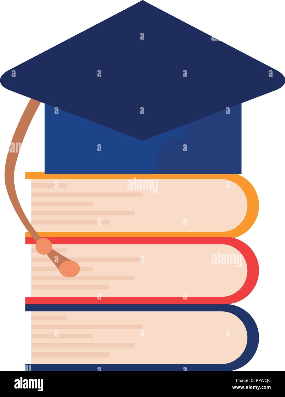 books graduation hat online education school vector illustration Stock ...