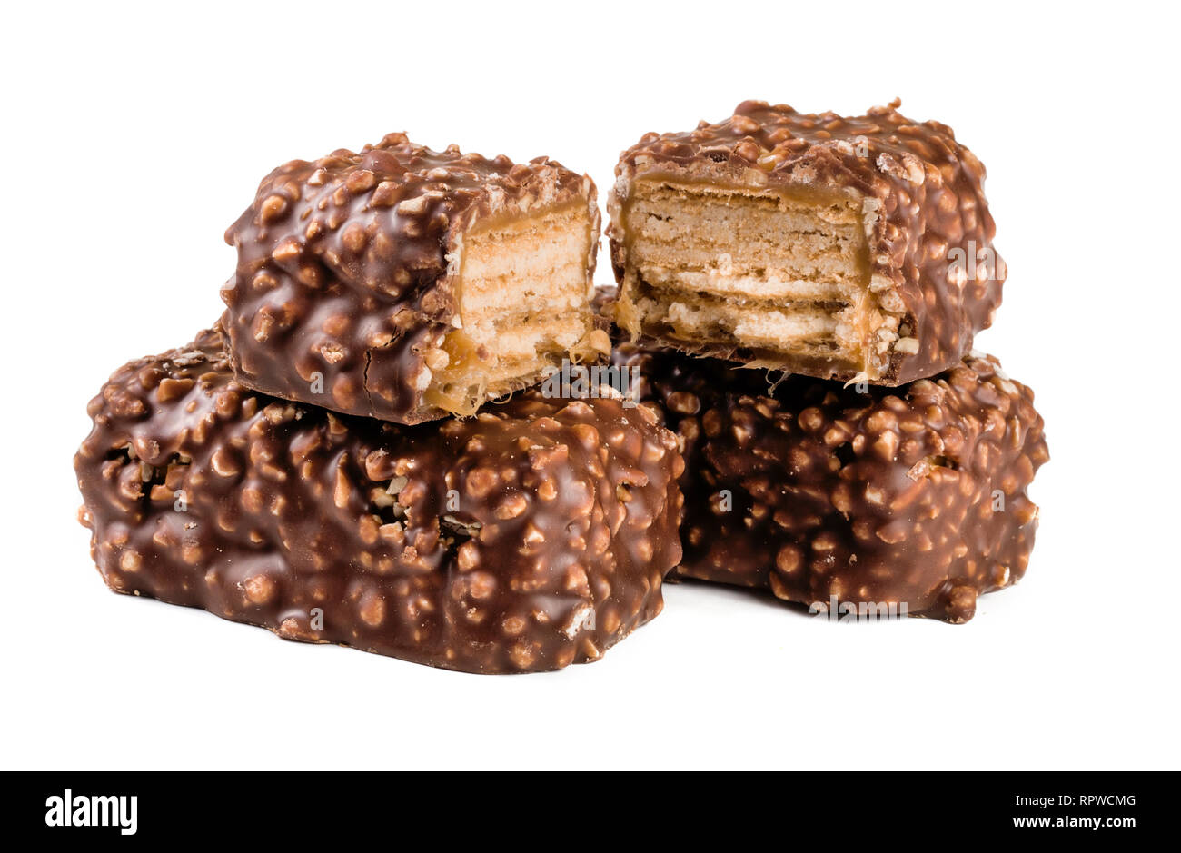 chocolate candy with nuts isolated on white background Stock Photo - Alamy
