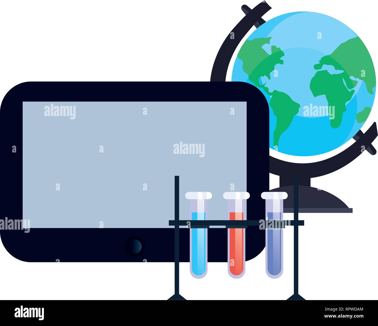 tablet global science flasks online education school vector ...