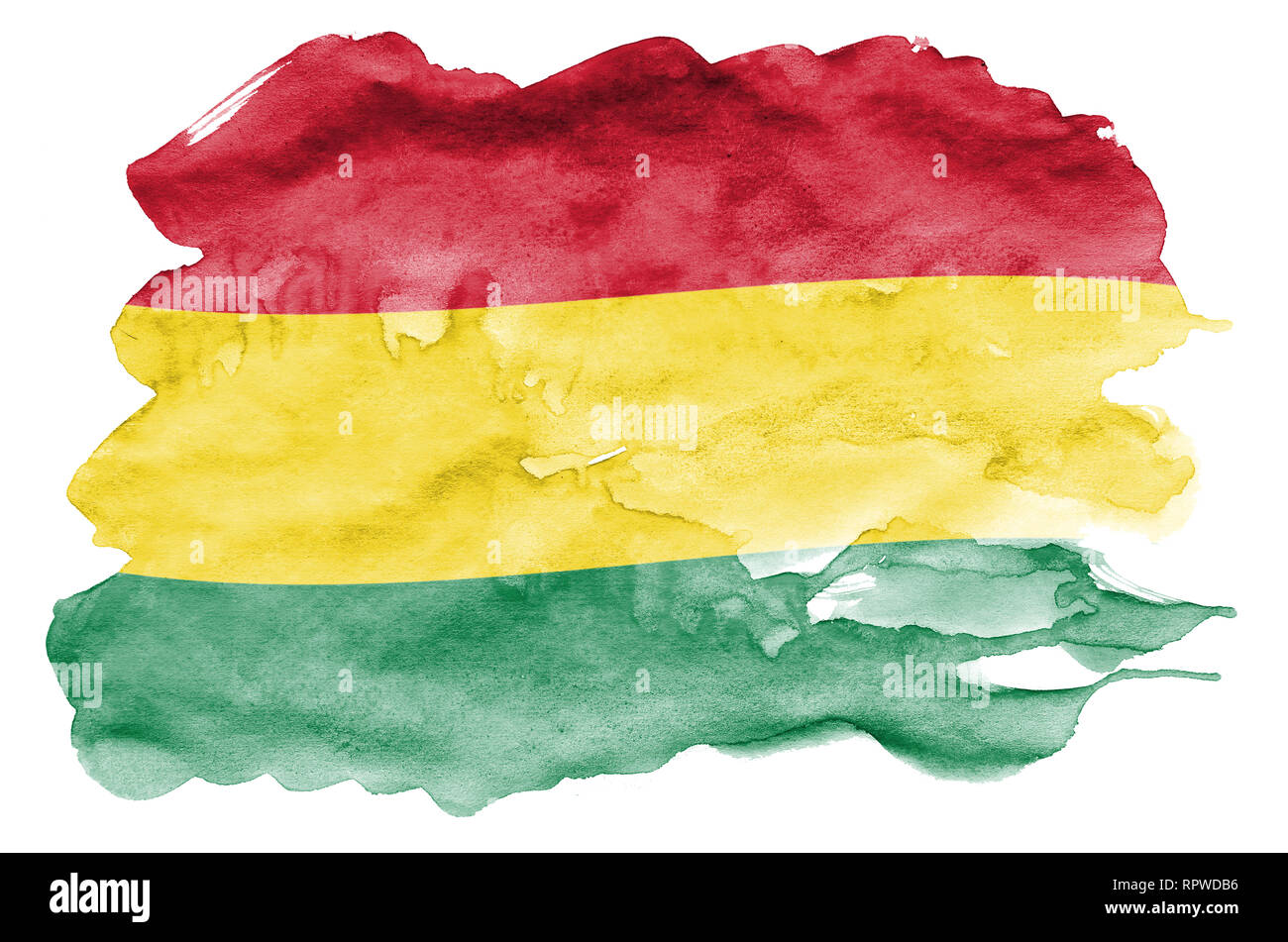 Bolivia flag is depicted in liquid watercolor style isolated on white ...