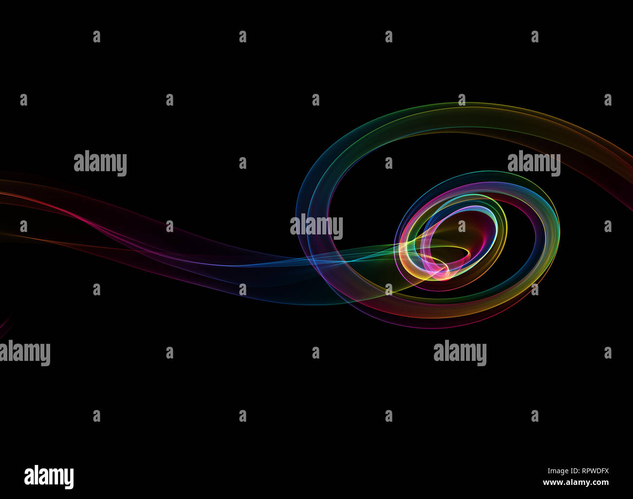 abstract colorful wavy smoke flame over black background Stock Photo ...