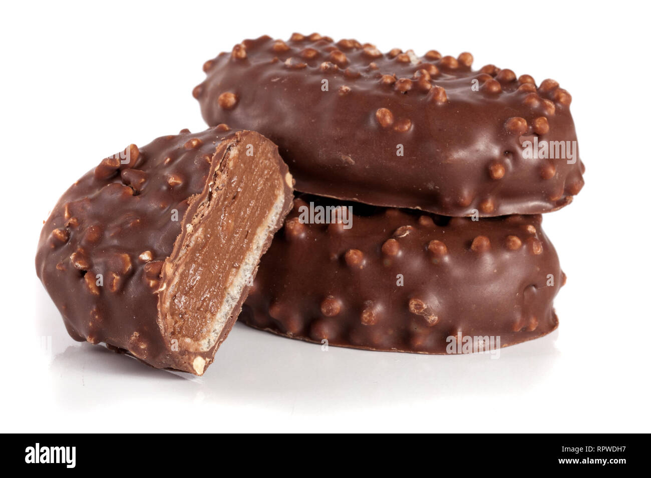 chocolate candy with cream filling isolated on white background Stock ...