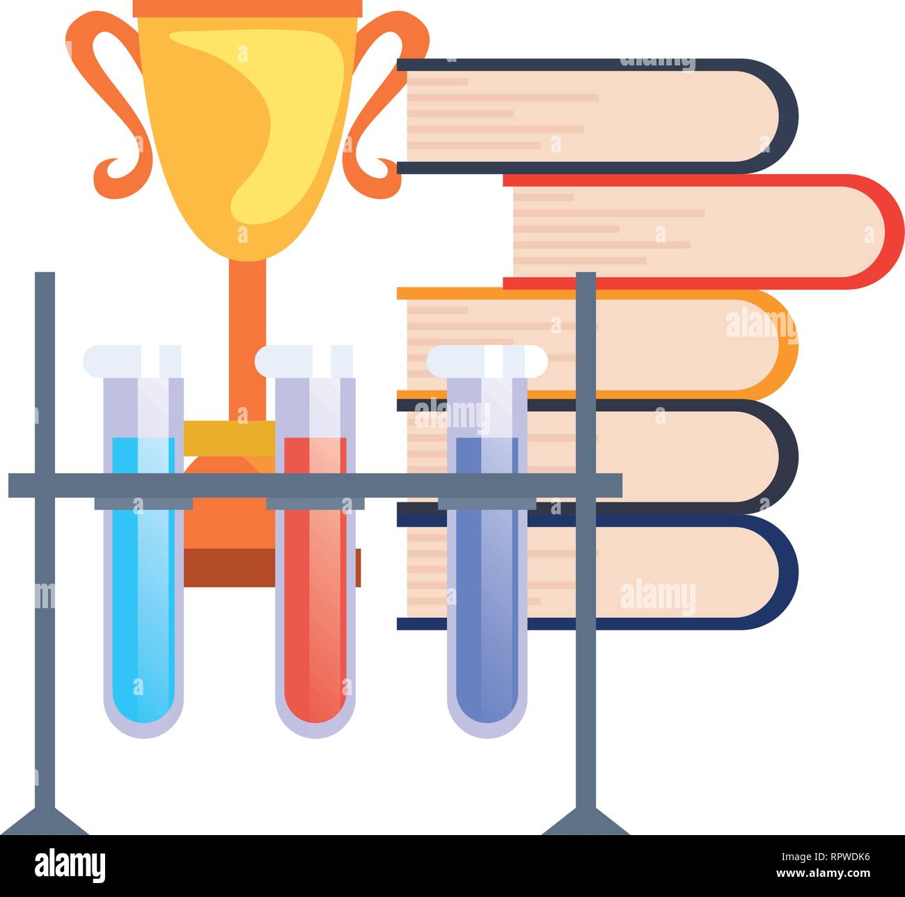books trophy test tubes online education school vector illustration ...