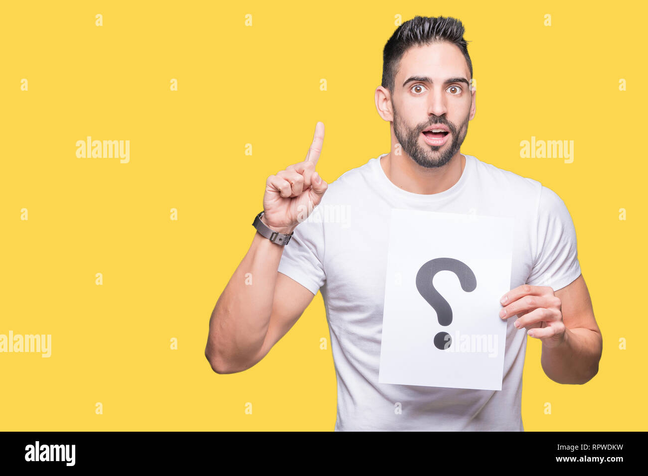 Funny young guy question mark hi-res stock photography and images - Alamy