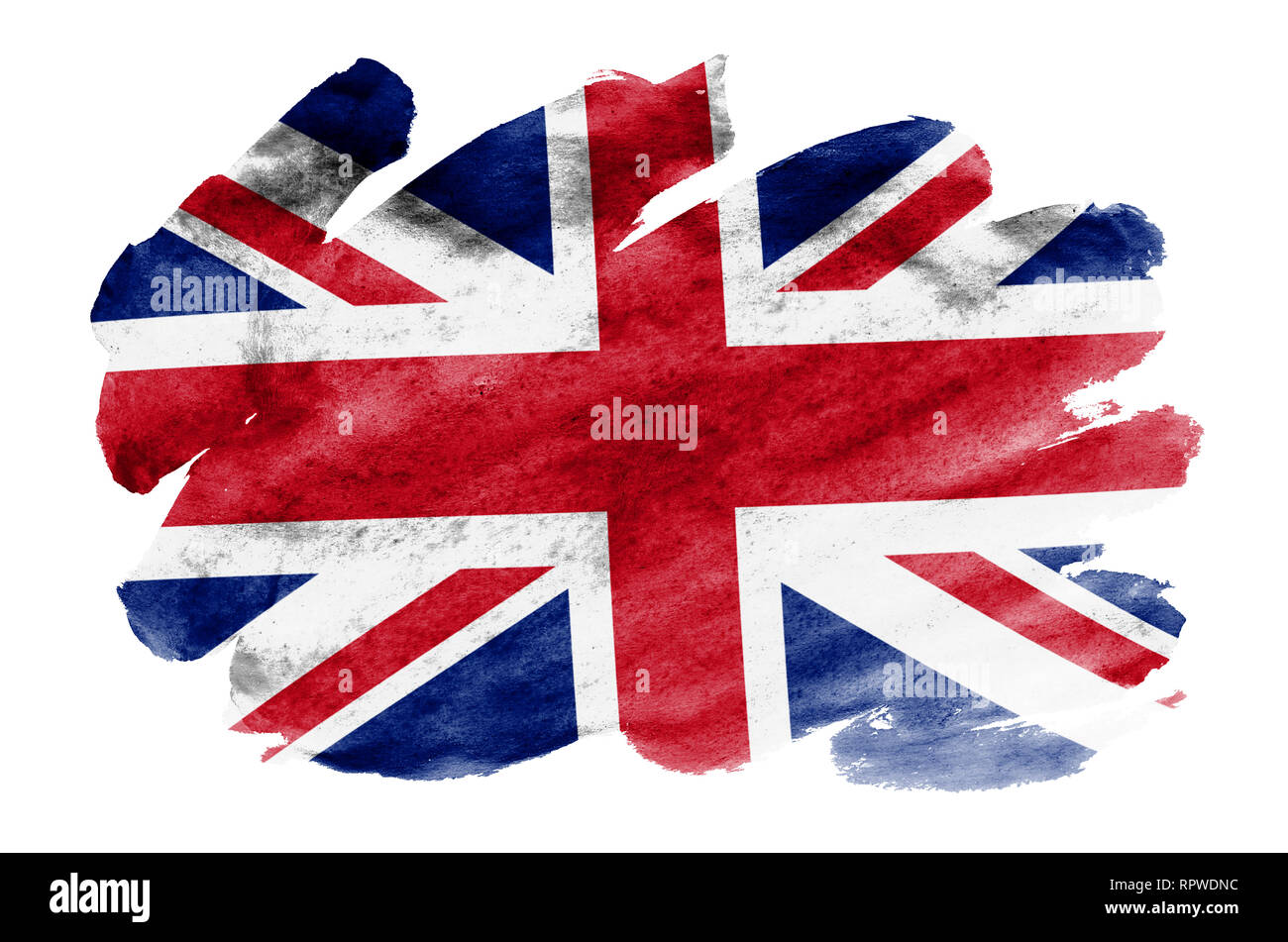 Great britain flag is depicted in liquid watercolor style isolated on ...