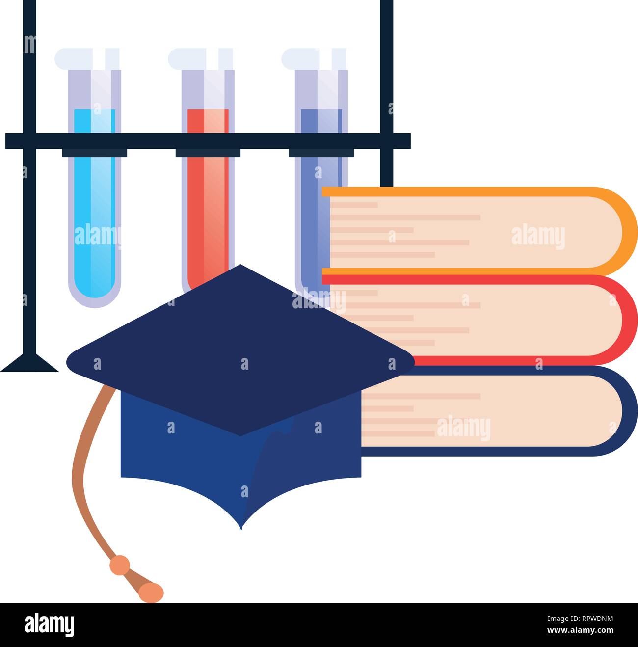 graduation hat science books pile online education school vector ...