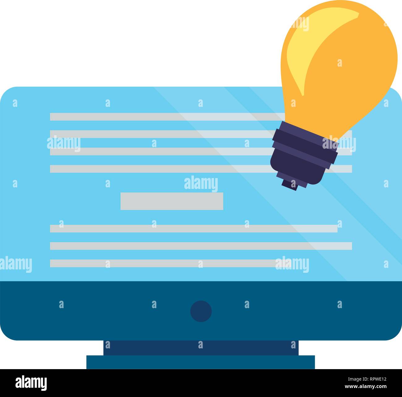 computer bulb idea online education school vector illustration Stock ...