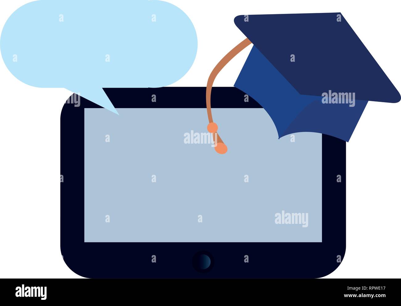 tablet graduation hat online education school vector illustration Stock ...