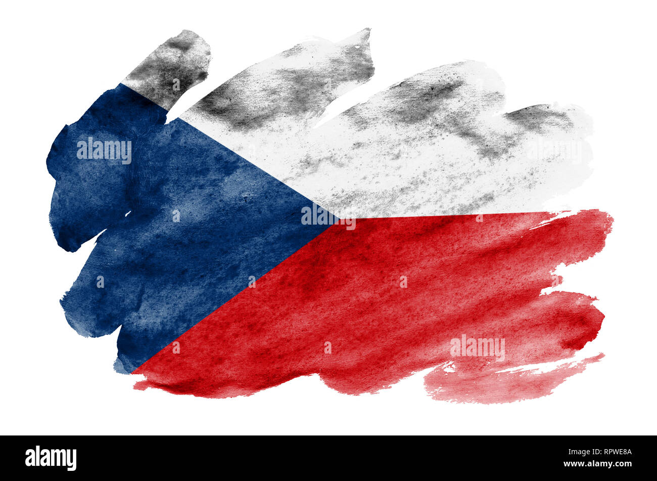 Czech flag is depicted in liquid watercolor style isolated on white ...